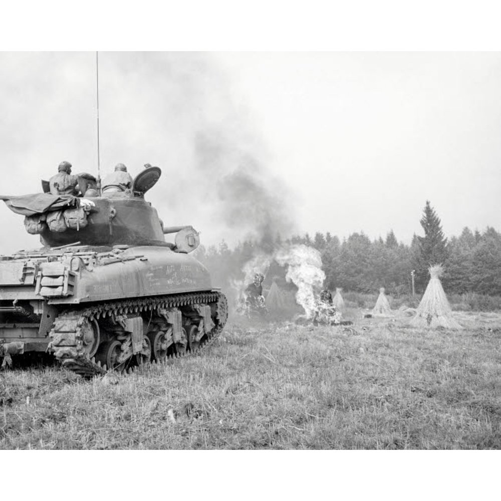 An M4A3E8 76mm armed Sherman tank with flame thrower Poster Print by ...