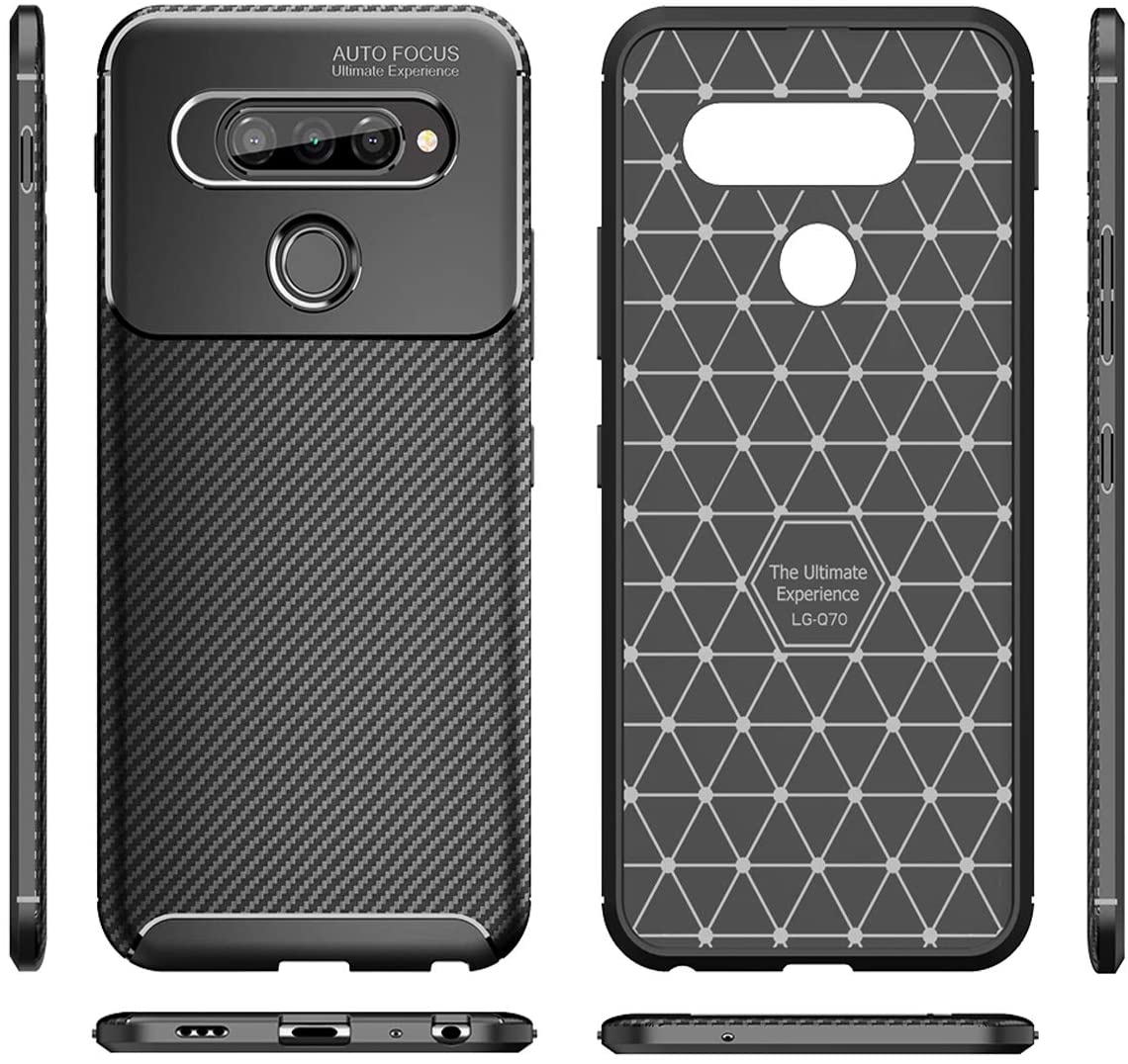 MISIDE Compatible for LG Q70 Case,Slim Fit Carbon Fiber Design Flexible ...