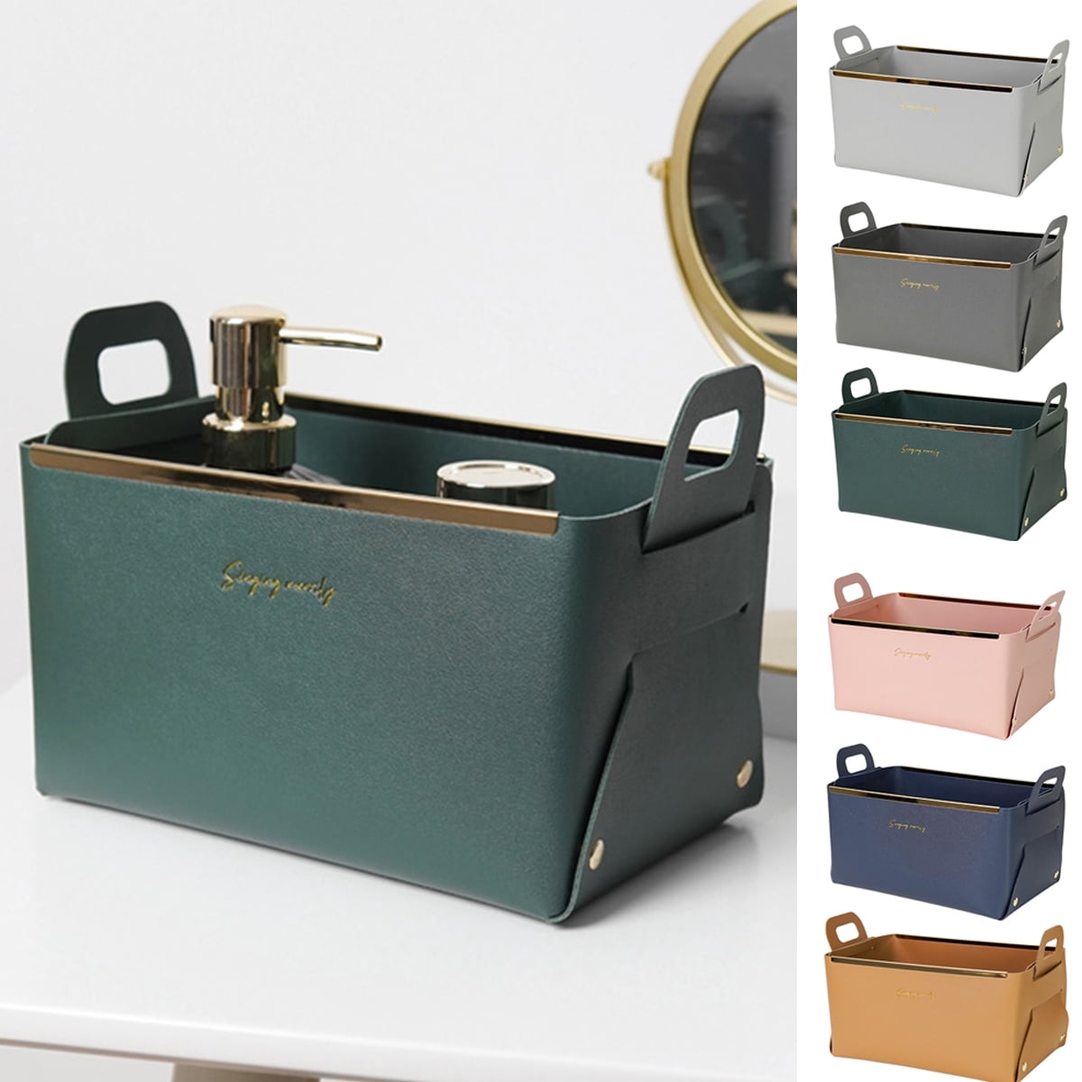 Cheers US Foldable Storage Basket Bin, Collapsible Faux Leather ...