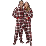 Family Matching - Footed Pajamas - Festive Plaid Kids Hoodie Fleece One ...