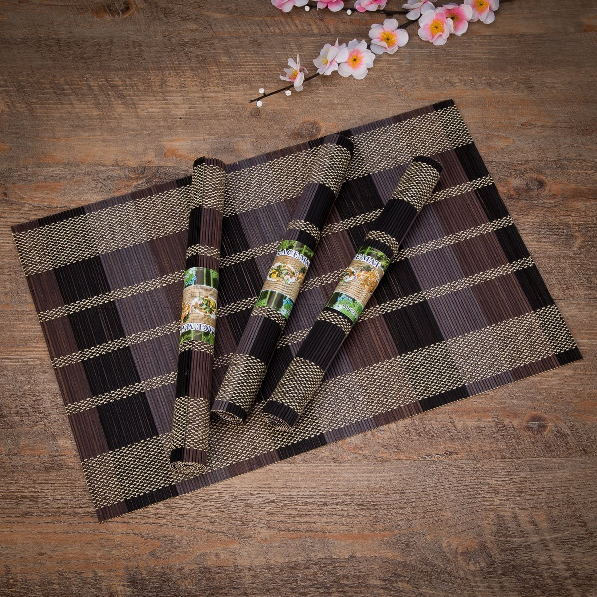 THY COLLECTIBLES Eco-Friendly 18" x 12" Bamboo Table Place mats Non ...