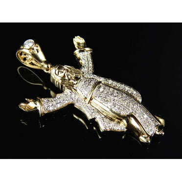 10K Yellow Gold Trident Maserati Logo 2" Canary And White Diamond ...