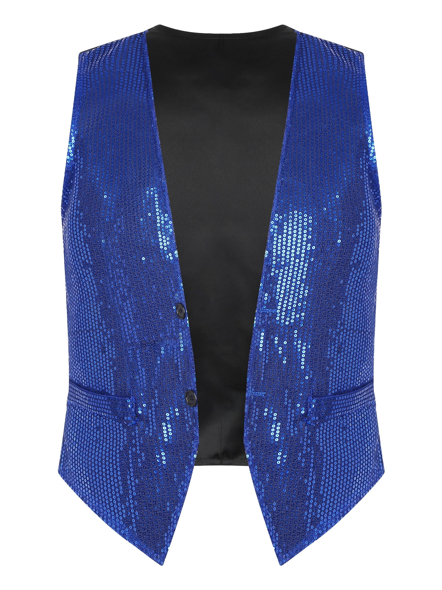 CHICTRY Mens Sequin Vest Shiny Party Sleeveless Waistcoat V-Neck Button ...
