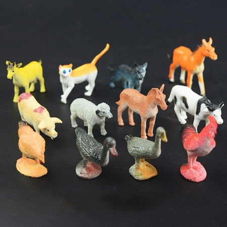 MYG Farm Plastic Animal Figures 12 pieces Farm Yard Play Set Toy ...