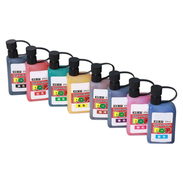 Marker Inks, Waterproof Unfading 8 Colors Transparent Bottle Design ...