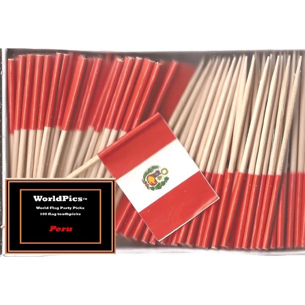 One Box Peru Toothpick Flags, 100 Small Peruvian Cupcake Flag ...