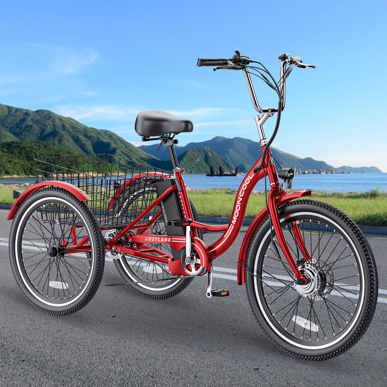 Docred 24" Electric Tricycle for Adults & Seniors,7 Speed 3 Wheel E ...