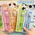 Cartoon Pencil Stationery Set - 5-Piece Student Gift with Eraser, Ruler ...