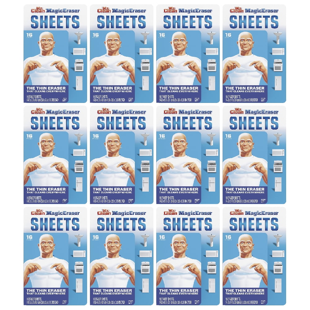 Mr. Clean Magic Eraser Sheets White 16 Count, 12 Pack - Walmart.com