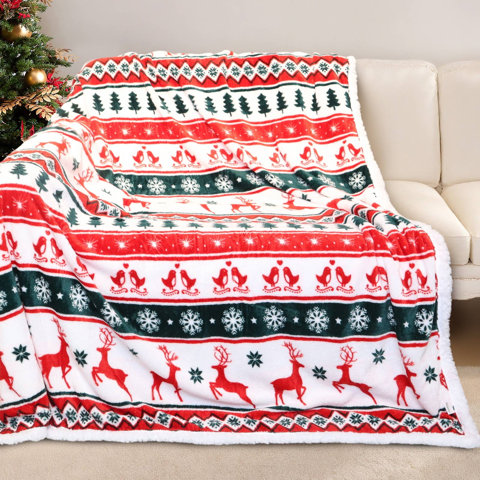 Click here for Gogreen Christmas Sherpa Fleece Twin Blanket For C... prices