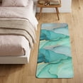 Abstract Teal Washable Runner Rug 2X5 ft Aqua Marble Cracks Texture ...