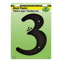 Hy-Ko Products 30203 Plastic House Number 3 THREE 6" High, Black, 1 ...