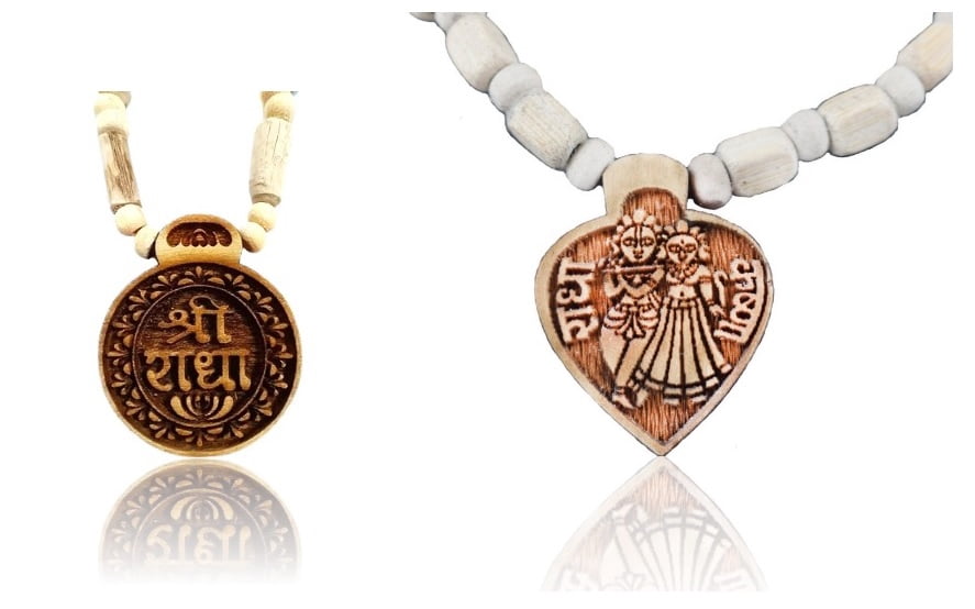 Kamada Combination of Shri Radha round pendant tulsi mala and exquisite ...