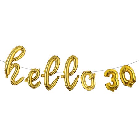 16 inch Multicolor Hello 30th Birthday Pack 30 Thirtieth Balloons ...