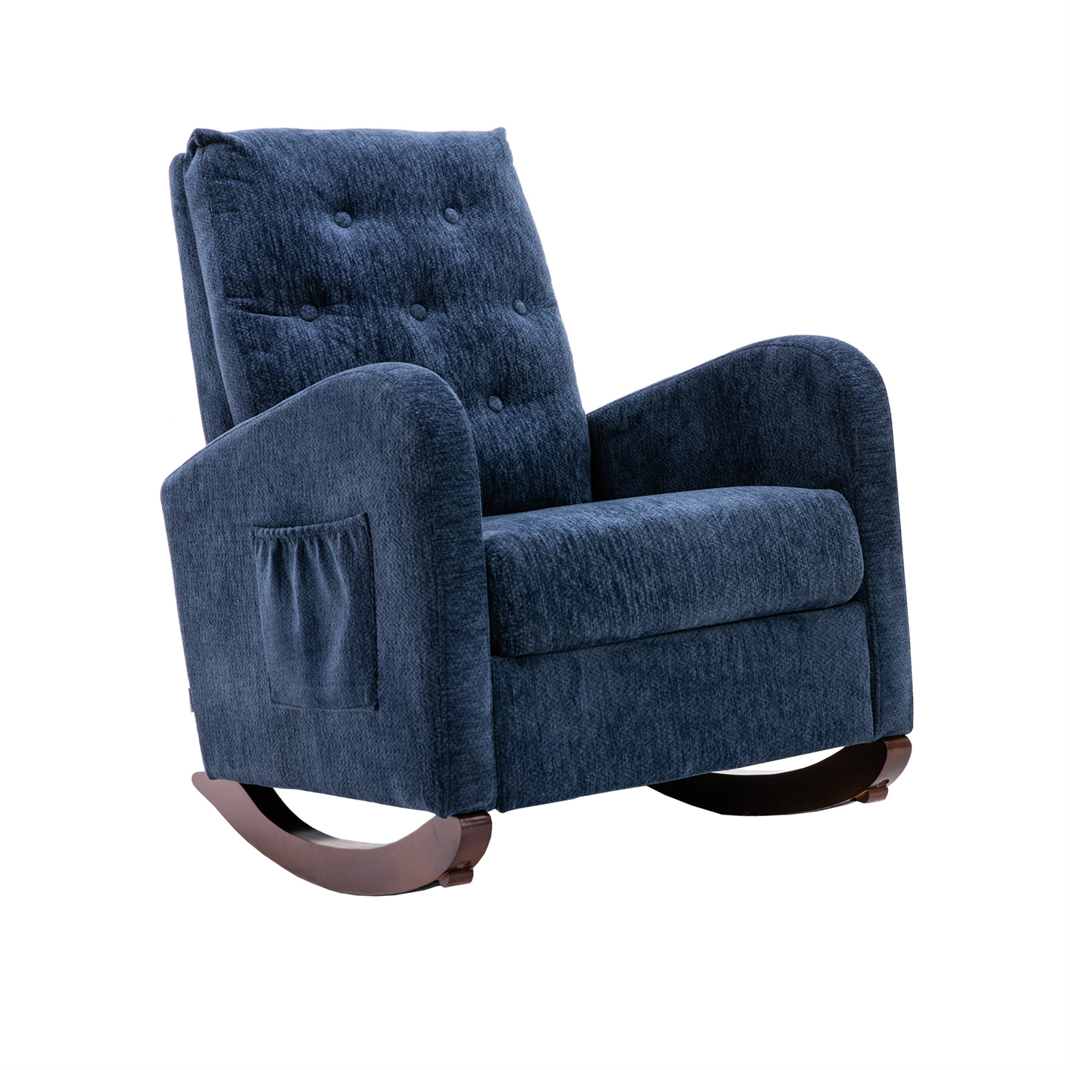 Rocking Chair, Modern Tufted Upholstered High Back Armchair with Solid ...