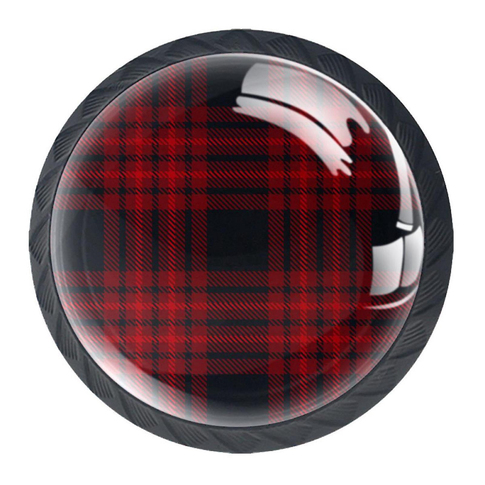 4 Pcs Plaid Burgundy Knobs for Kitchen Cabinet Cupboard Dresser ...