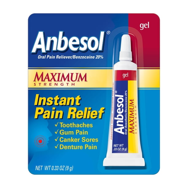 Anbesol Gel Maximum Strength, Instant Oral Pain Relief, 0.33 oz ...