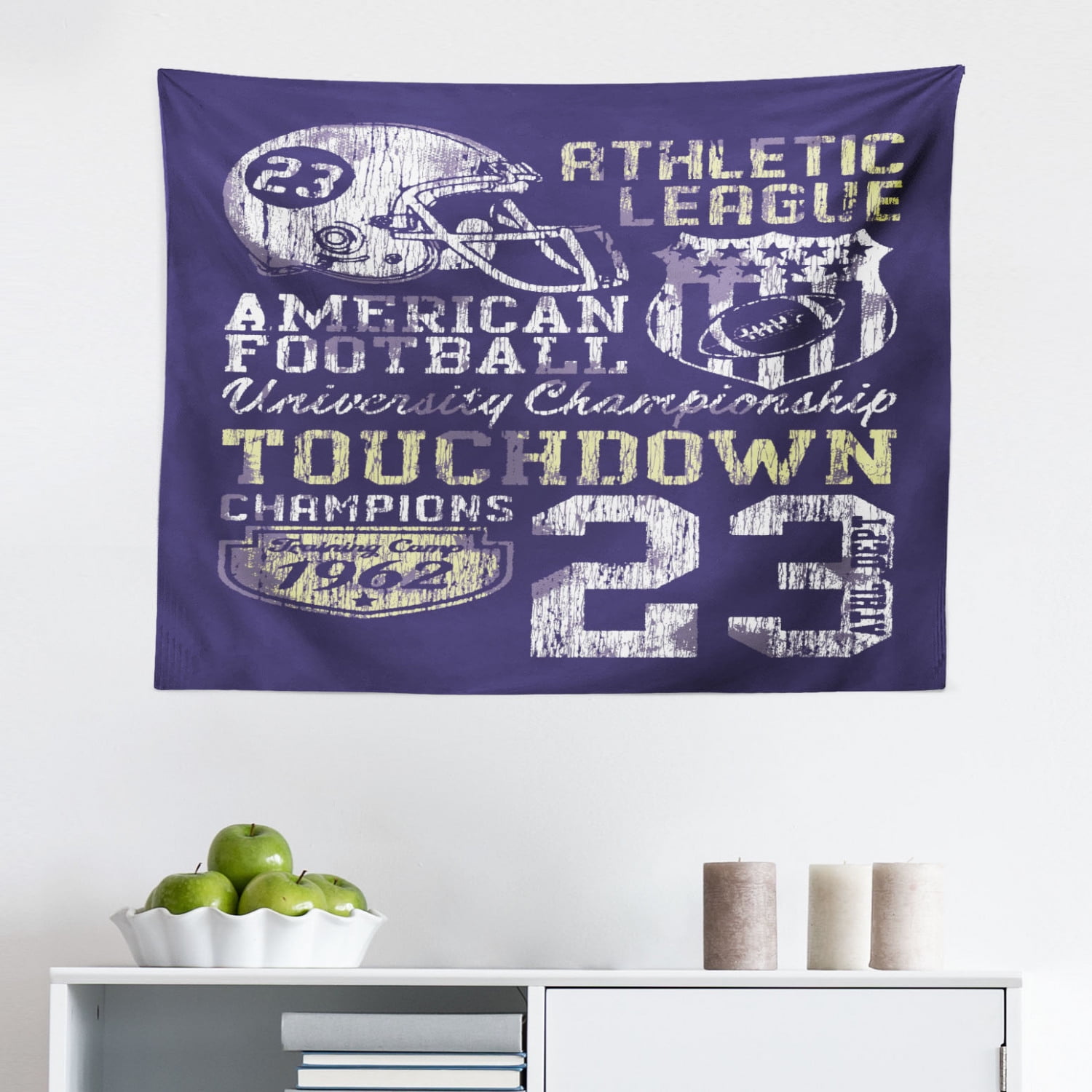 Sports Tapestry, Pop Art Gridiron with Old Fashioned Visual Properties ...