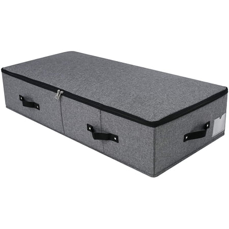 Rigid Collapsible Fabric Under Bed Storage Box with 6 Handles, Zipper ...