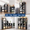 DERCLIVE Portable 10 Cube Bookcase Adjustable Bookshelf Organizer Shelf ...