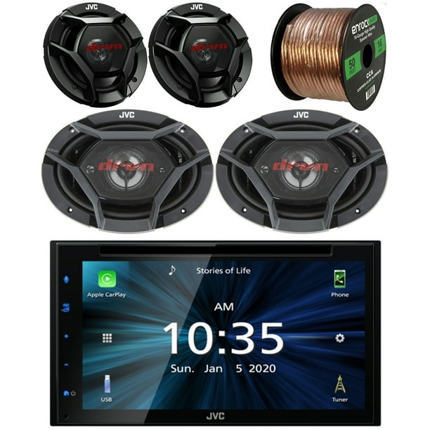 JVC Double DIN 6.8" Touchscreen AM/FM Radio Bluetooth USB DVD Stereo ...