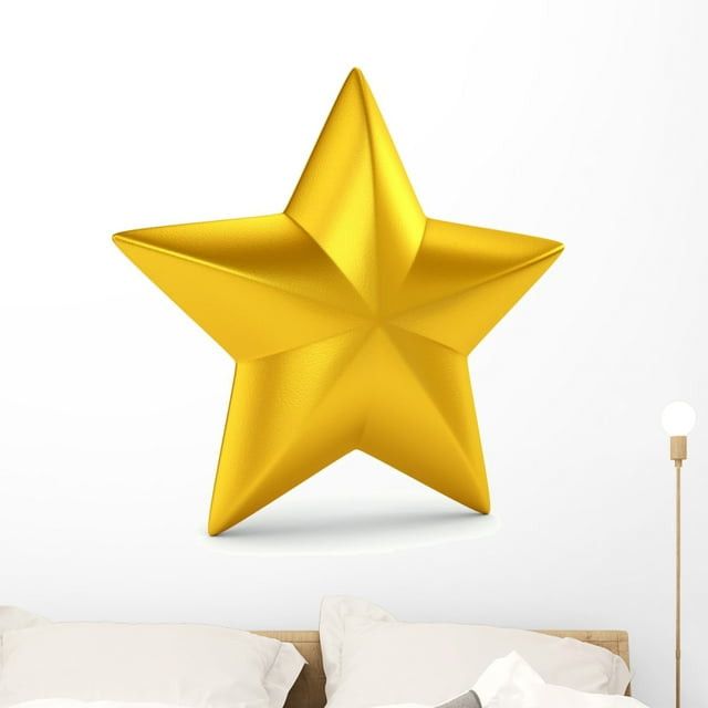 Gold Star White Wall Mural Decal by Wallmonkeys Vinyl Peel and Stick ...