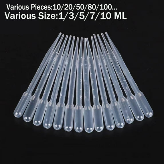 Plastic Transfer Pipettes 1/3/5/7/10ml, Graduated, Pack of 10/20/40/50 ...