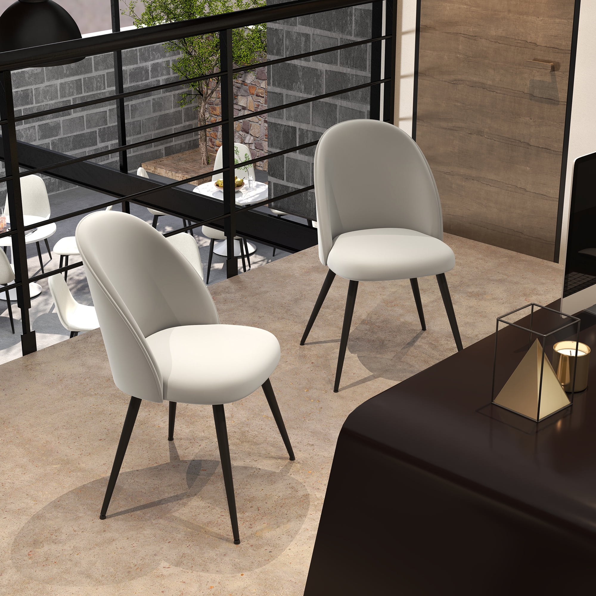 Click here for Homy Casa Set Of 2 Modern Office Chair Pair  Beige... prices