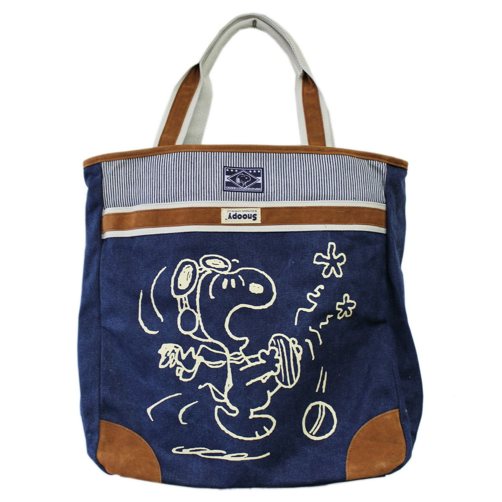 Snoopy - Snoopy Flying Ace Toe Stub Graphic Large Faux Denim Tote Bag ...