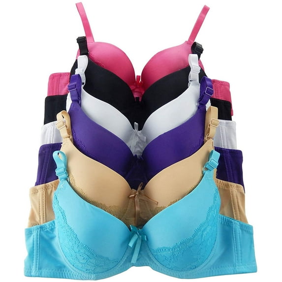 Iheyi 6 Packs Full Cup Push Up 30A 32A 34A 36A Pushup Bra (30A ...