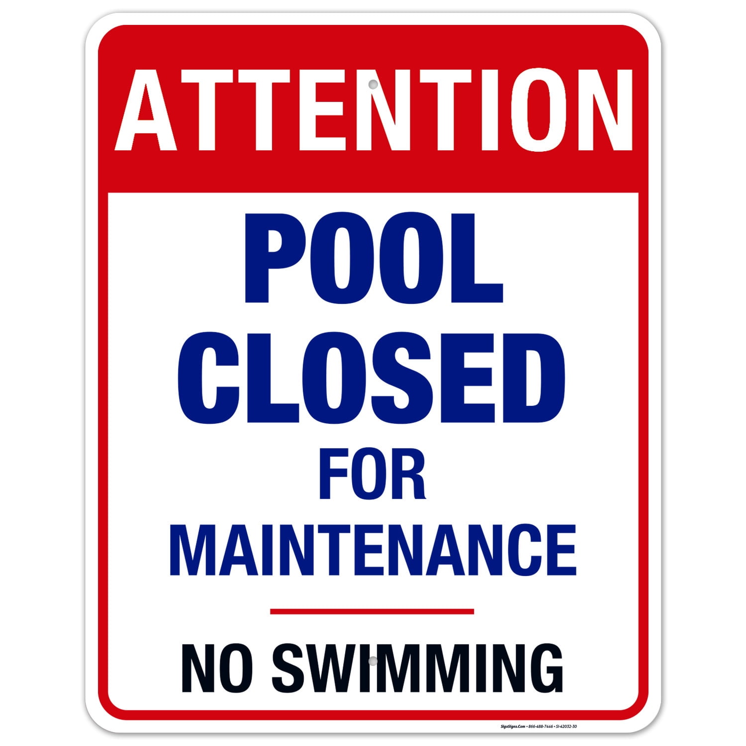 Pool Closed for Maintenance, No Swimming Sign, Pool Sign, - Walmart.com