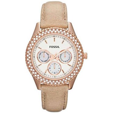Fossil Women's Jacqueline Three-Hand Tan Leather Band Watch (Style ...