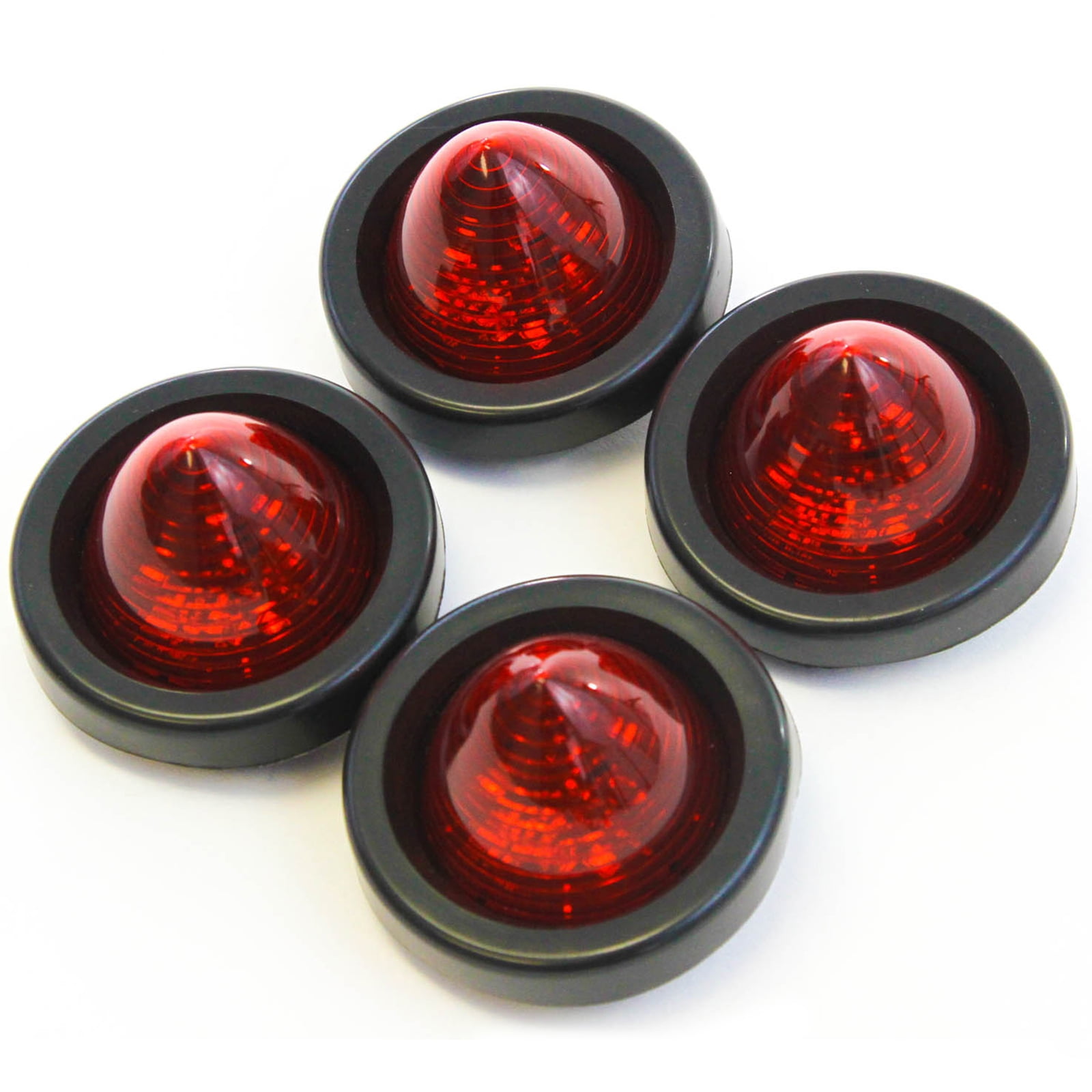 4 Red LED 2 Inches Marker Beehive Cone Lights Grommet and Pigtail ...