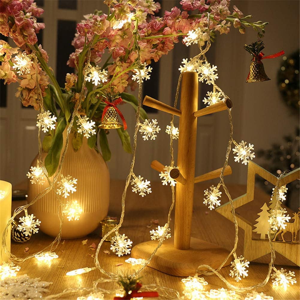 YOFE Outdoor String Lights,19.68 ft LED Snowflake Light String, 40 LEDs ...