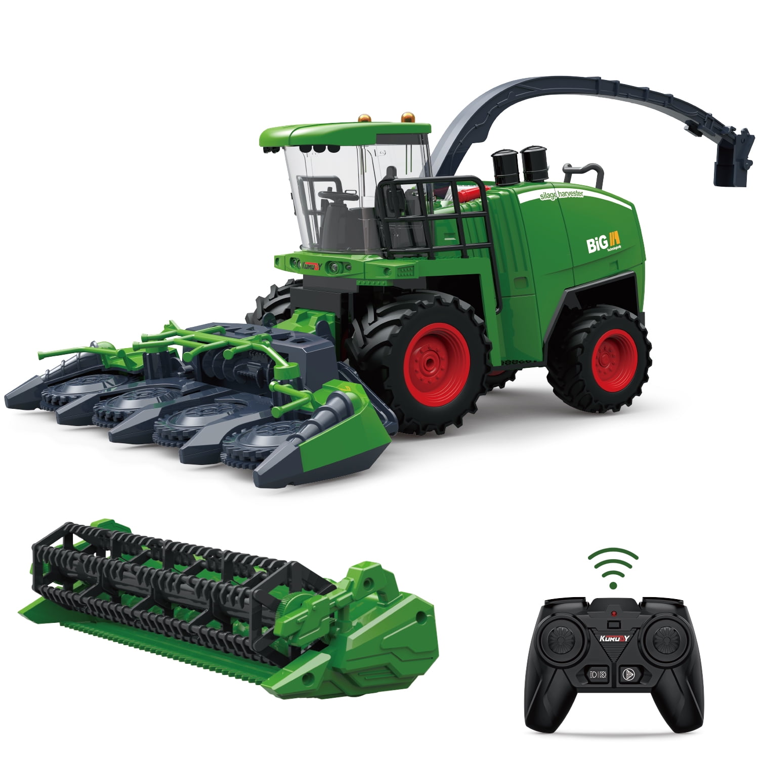 Fisca 2 in 1 Remote Control Farm Tractors Toys with Roller Cutter and ...
