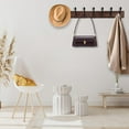 Coat Rack Wall Mount with 8 Metal Black Triple Hooks Brown Pine Wood ...