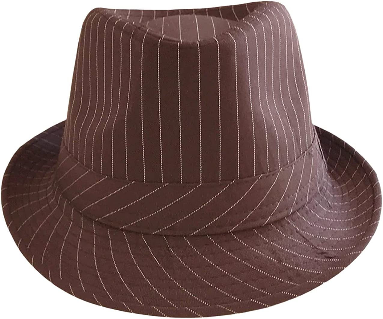 SILVERFEVER Banded Stripe Fedora Pinstripe Thin Brim Trbly Hat Ganster ...
