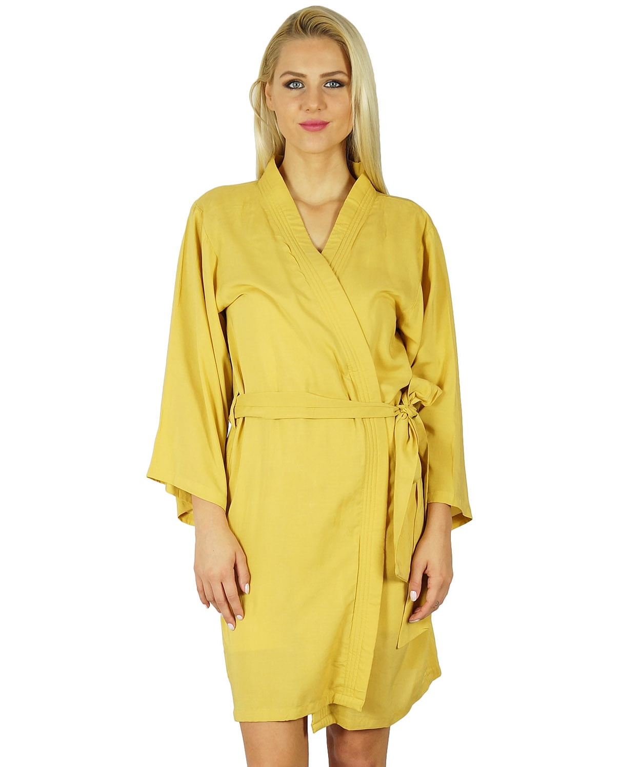 Bimba Women Short Solid Belt Robe Soft Modal Cotton Wrap Round Plain ...