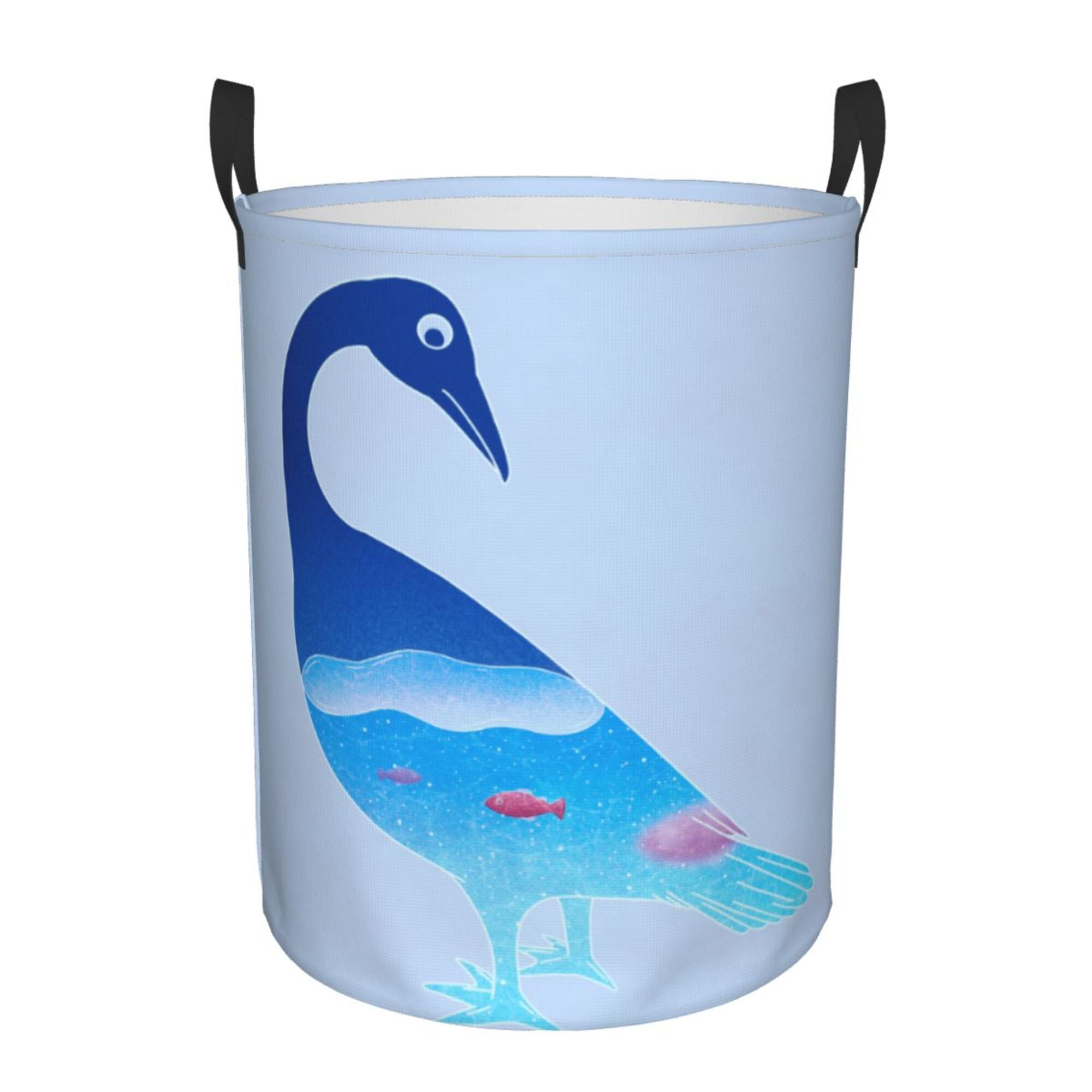 XMXY Round Laundry Basket Organizer, Duck Fish Silhouette Waterproof ...