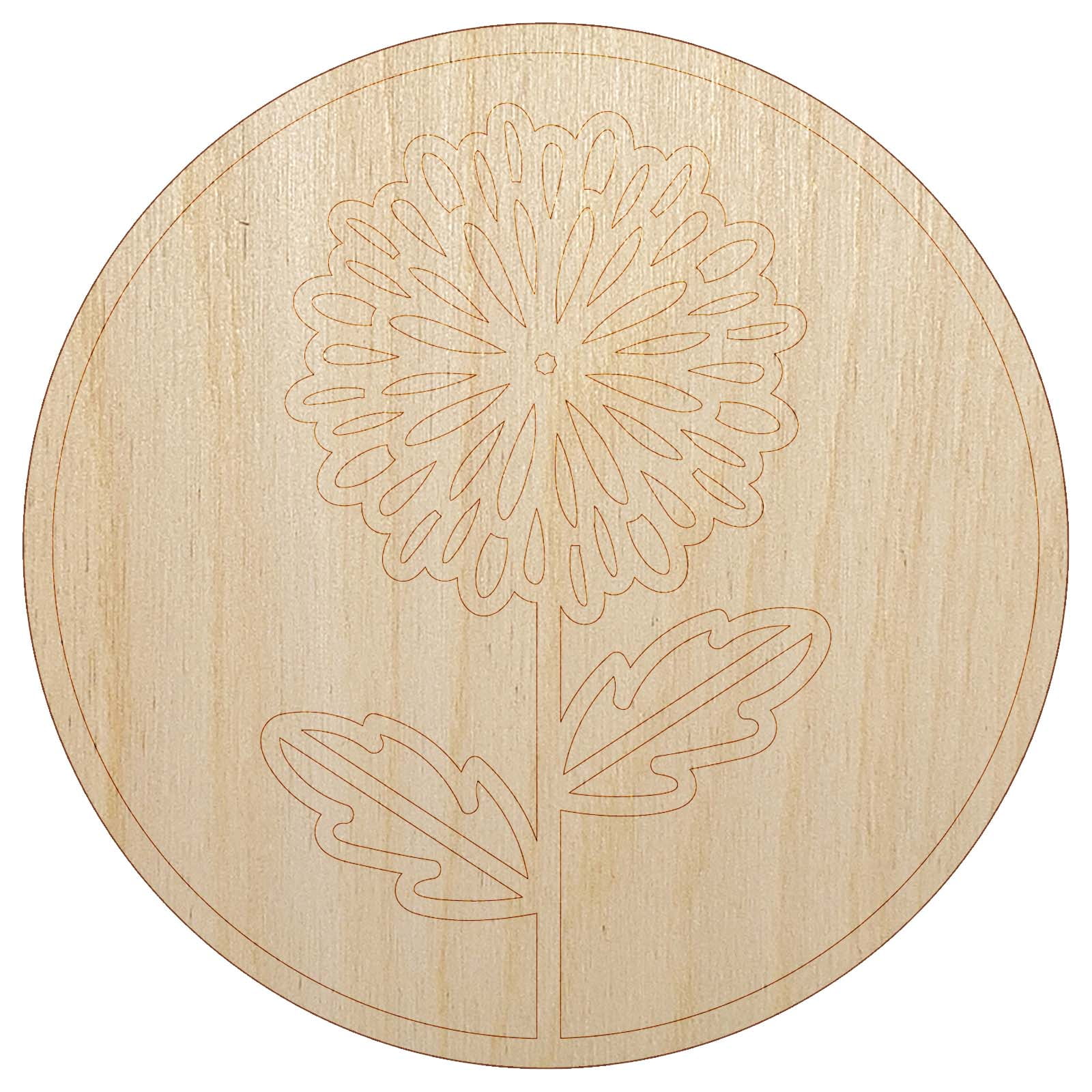 Mum Chrysanthemum Flower in Circle Wood Shape Unfinished Piece Cutout ...