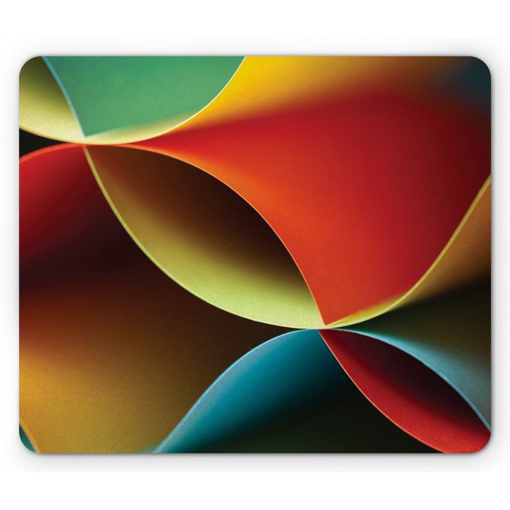 Abstract Mouse Pad, Graphic Curved Origami Design with Colored Details ...