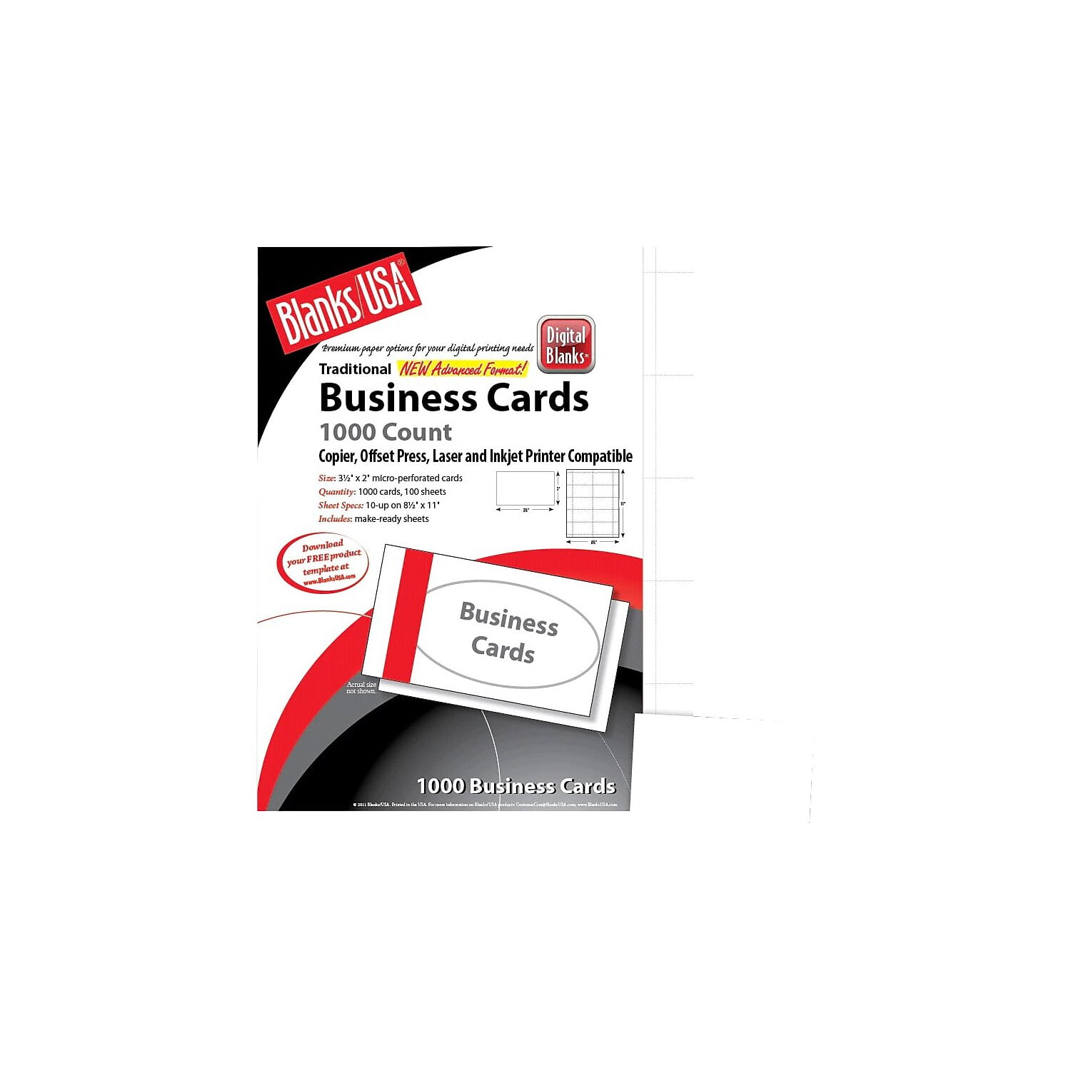 Printable Microperf Business Cards, Copier/inkjet/laser/offset, 2 X 3.5 ...