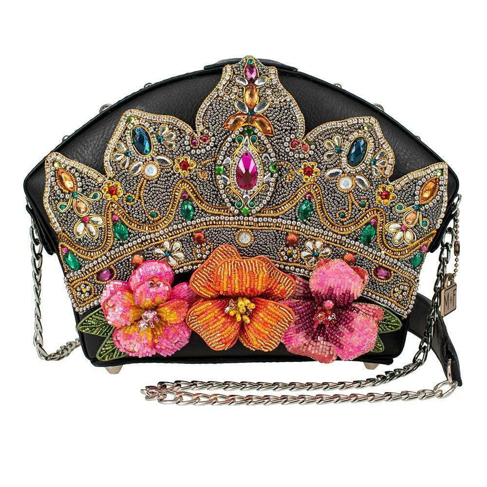 Mary Frances Princess Crossbody Crown Black Flower Jewelry Handbag NEW ...