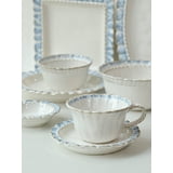 European-Style Court Ceramic Lace Staple Plate, Simple Blue Breakfast ...