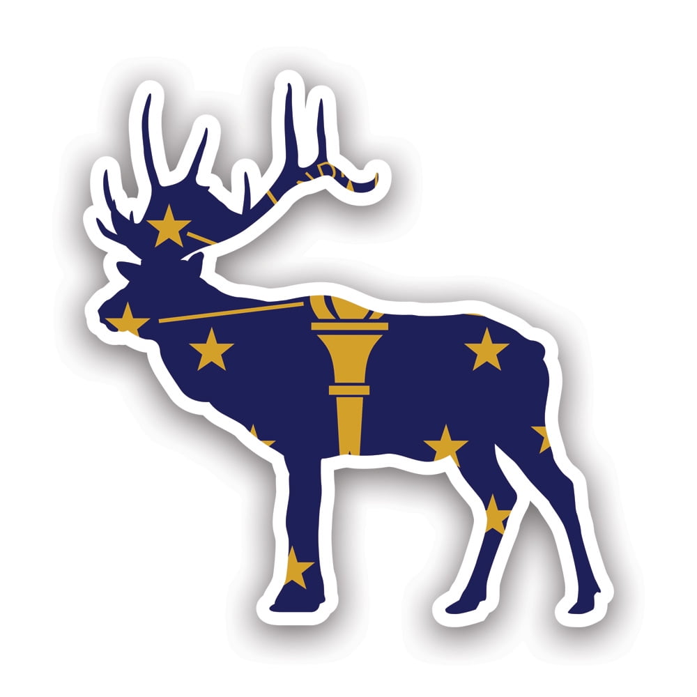 Indiana Deer Shaped Flag Sticker Decal - Self Adhesive Vinyl ...