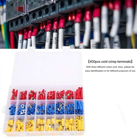 400pcs Cold-pressed Terminal Insulated Crimp Red/Yellow/Green ...
