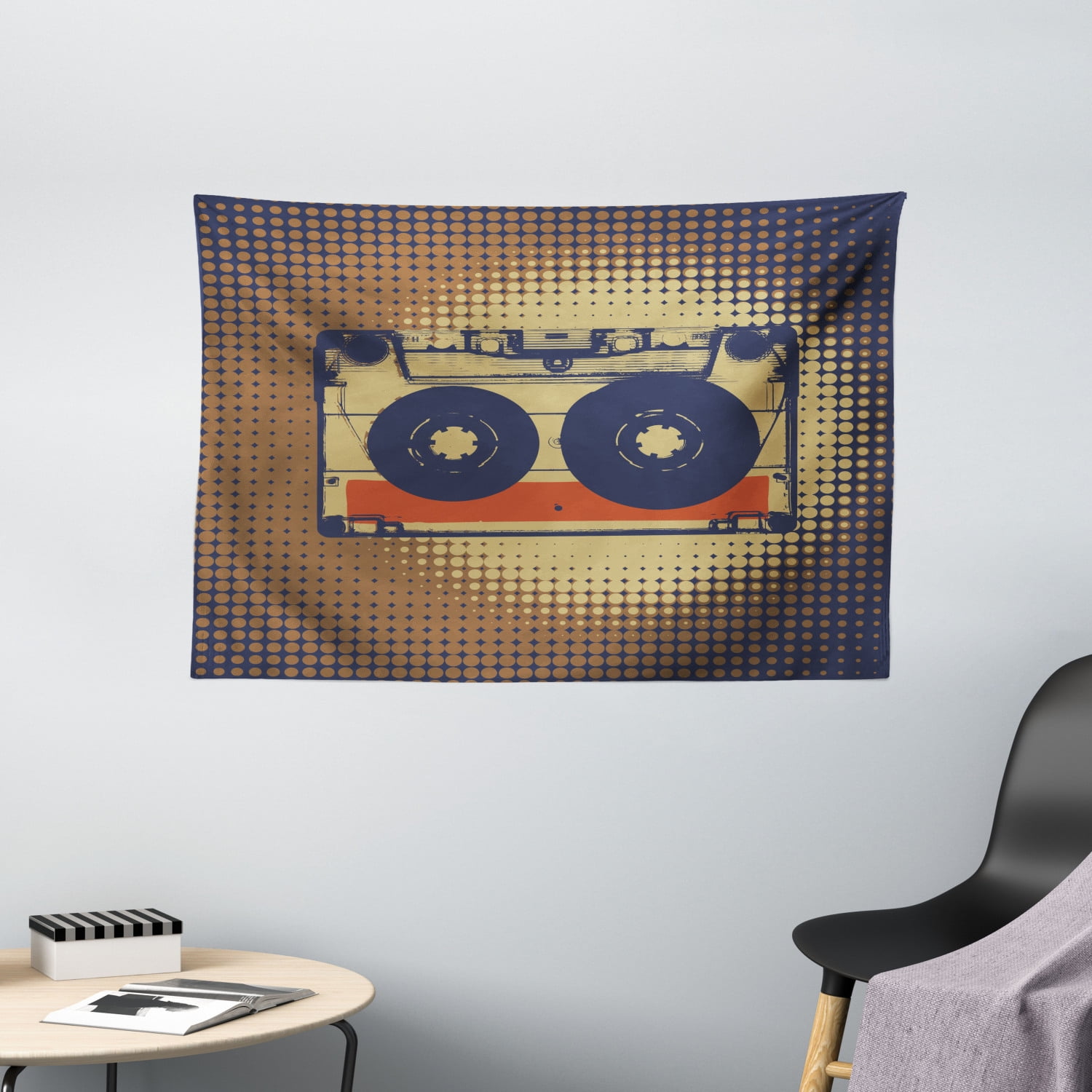 70s Party Decorations Tapestry, Audiocassette Retro Music Theme Pop Art ...