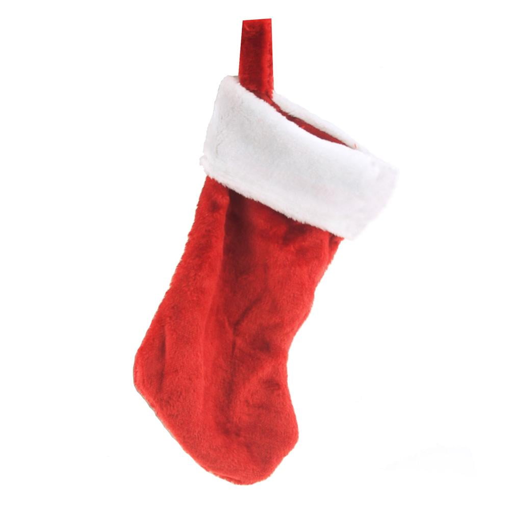 Christmas Stocking with Faux Fur Cuff, Red/White, 16-inch - Walmart.com