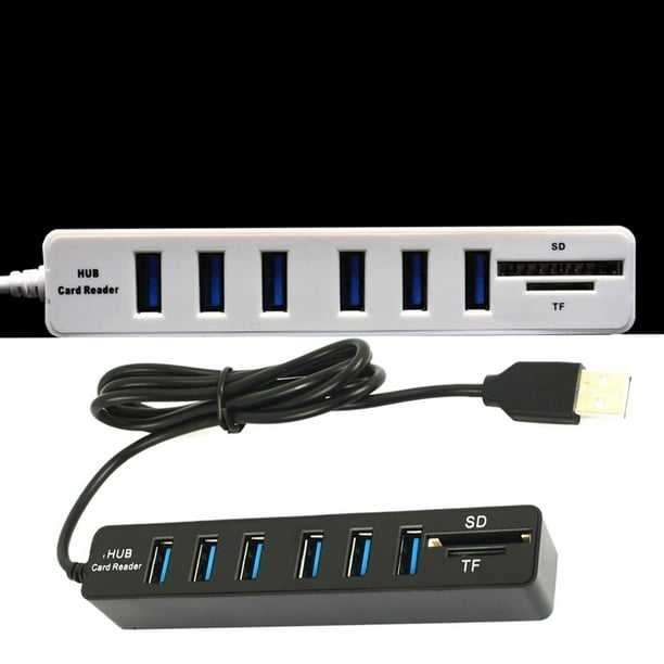 Micro USB Hub 6 Ports 2.0 Multi USB Ports Combo TF Card Reader Hub USB ...
