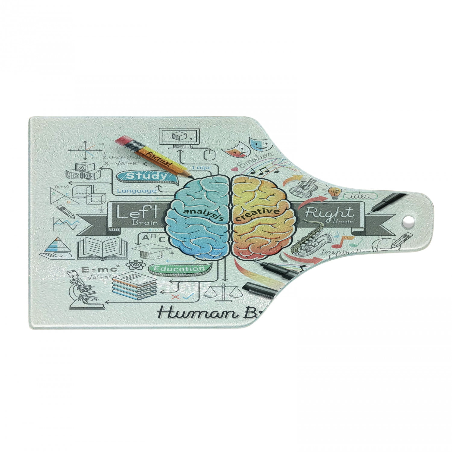 Science Cutting Board, 2 Sides of Human Brian Analitical Imaginitive ...
